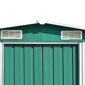 Outdoor Metal Storage Shed, Garden Shed with Door and Vents, Tool Room for Backyard, Patio, Lawn Garden Shed 101.2"x154.3"x71.3" Metal Green