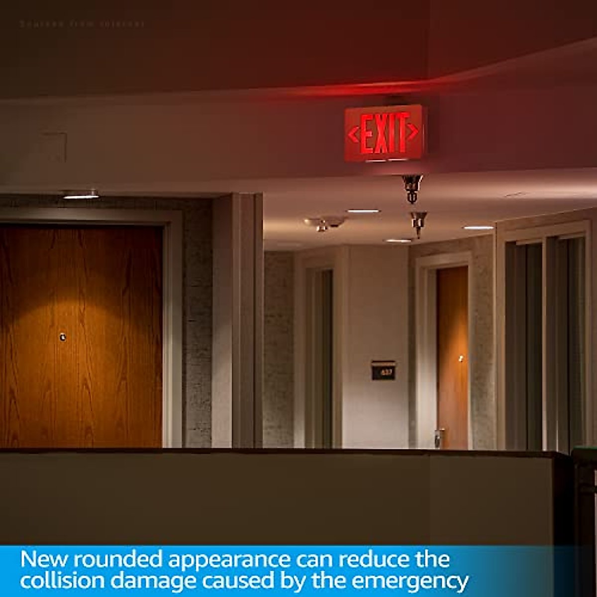 TORCHSTAR LED Exit Sign, Emergency Exit Light with Battery Backup, Double Face, UL 924, AC 120/277V, Damp Location, Hardwired Red Letter Exit Lights for Business, Pack of 2