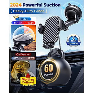 Qifutan Car Phone Holder Mount Phone Mount for Car Windshield Dashboard Air Vent Universal Hands Free Automobile Cell Phone Holder Fit for iPhone Smartphone Carbon Fiber