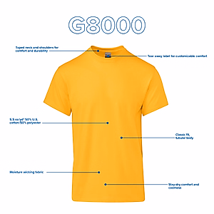 Gildan Unisex DryBlend Style G8000, Multipack T-Shirt, Black (2-pack), Large