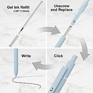 LINFANC 6 Pack Cute Gel Pens, Retractable Quick Dry Gel Ink Pen, Fine Point 0.5mm Black Ink Rolling Ball Gel Pens, Smooth Writing Aesthetic Pens for Home School Office Supplies