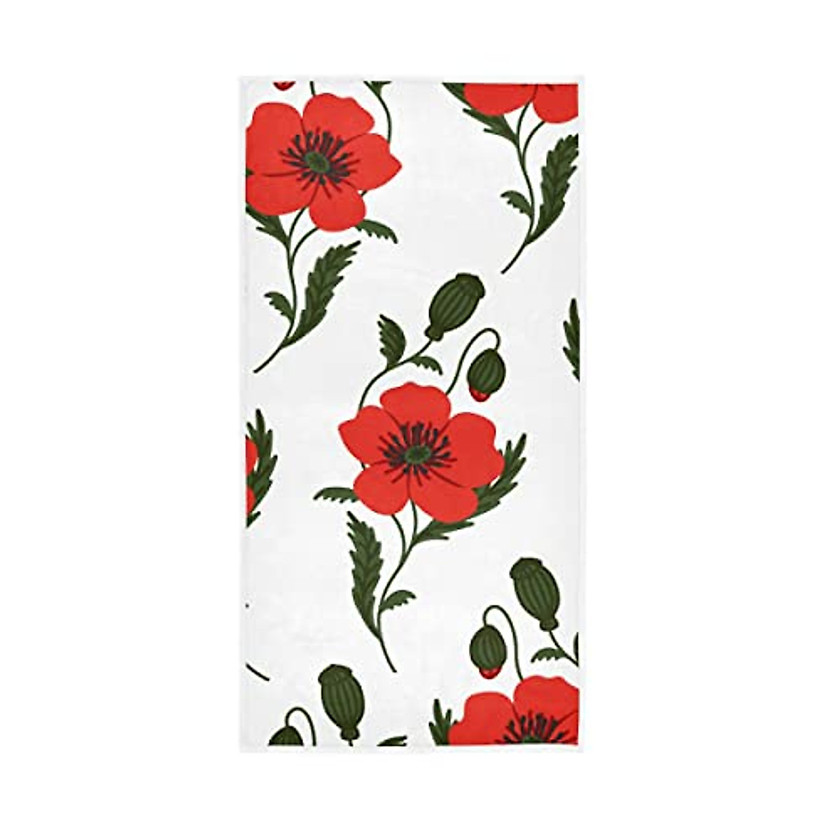 HUSSRITY Red Poppy with Buds Towels Super Soft Hand Towel Highly Absorbent Washcloths Quick Dry Bath Towel 30x15 Inch Durable Lightweight