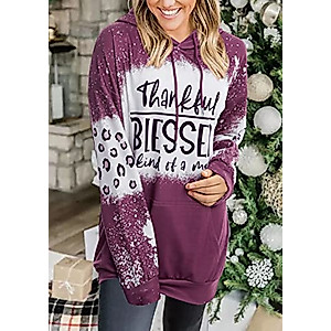TAOHONG thankful blessed kind of a mess sweatshirts Purple Red