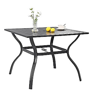 VEVOR 5 Pieces Patio Dining Set, Outdoor Furniture Table and Swivel Chairs Set, All Weather Garden Furniture Table Sets, Iron Patio Conversation Set with Umbrella Hole, For Lawn, Deck, Backyard, Black