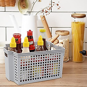 Neadas Plastic Small Deep Stacking Baskets, Stackable Storage Baskets, 6 Packs
