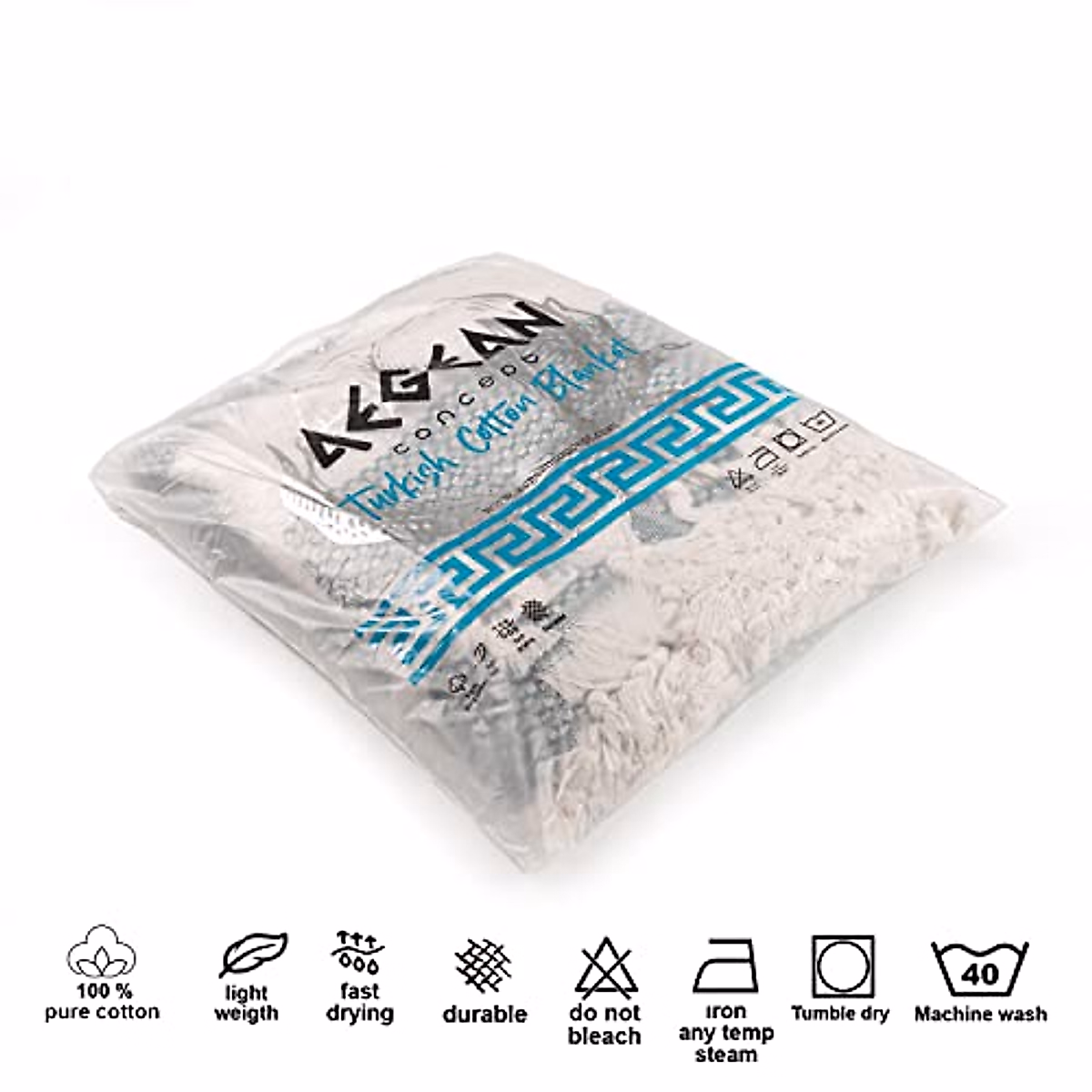 Aegean Concept Blanket, Vintage Boho Rustic 100% Cotton Super Soft 90"x102" (230 cm x 260 cm) King Size, Adult Turkish Muslin Light Bedcover Bedspread King Blankets, (Dark Green)