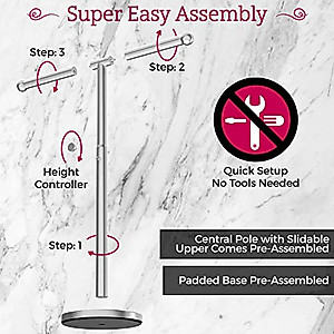 Counter Towel Holder for Bathroom - Extends 11.5” to 19.5” Stainless Steel 304 Fingertip Towel Holder, Anti-Rust Kitchen Countertop Towel Stand, Adjustable Hand Towel Holder Stand for Bathroom