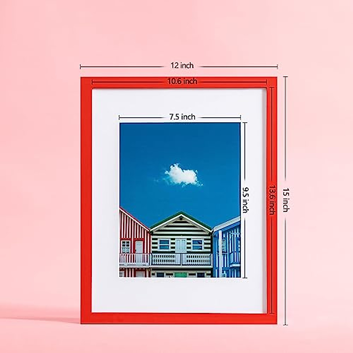 eletecpro 11x14 Picture Frame Made of Solid Wood and HD Glass Colourful Frame Display 8x10 Photo with Mat or 11x14 without Mat Home Decor for Wall and Tabletop Red 1 Pack