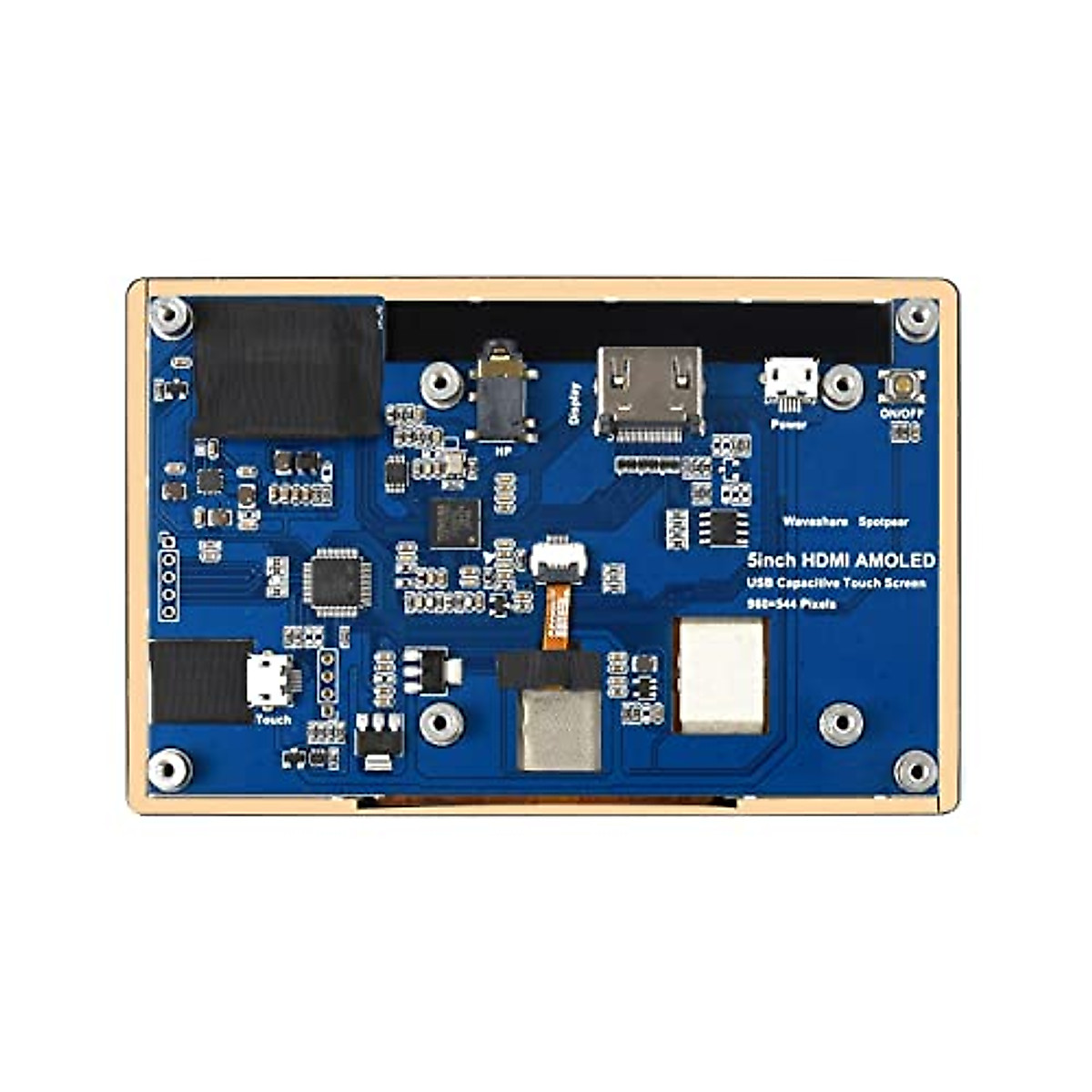 waveshare 5inch Capacitive Touch AMOLED Display Compatible with Raspberry Pi 5/4B/3B+/3A+/2B/B+/A+/Zero/Zero W/WH/Zero 2W CM3+/4 960×544 Resolution HDMI Optical Bonding Supports Jetson Nano/Windows