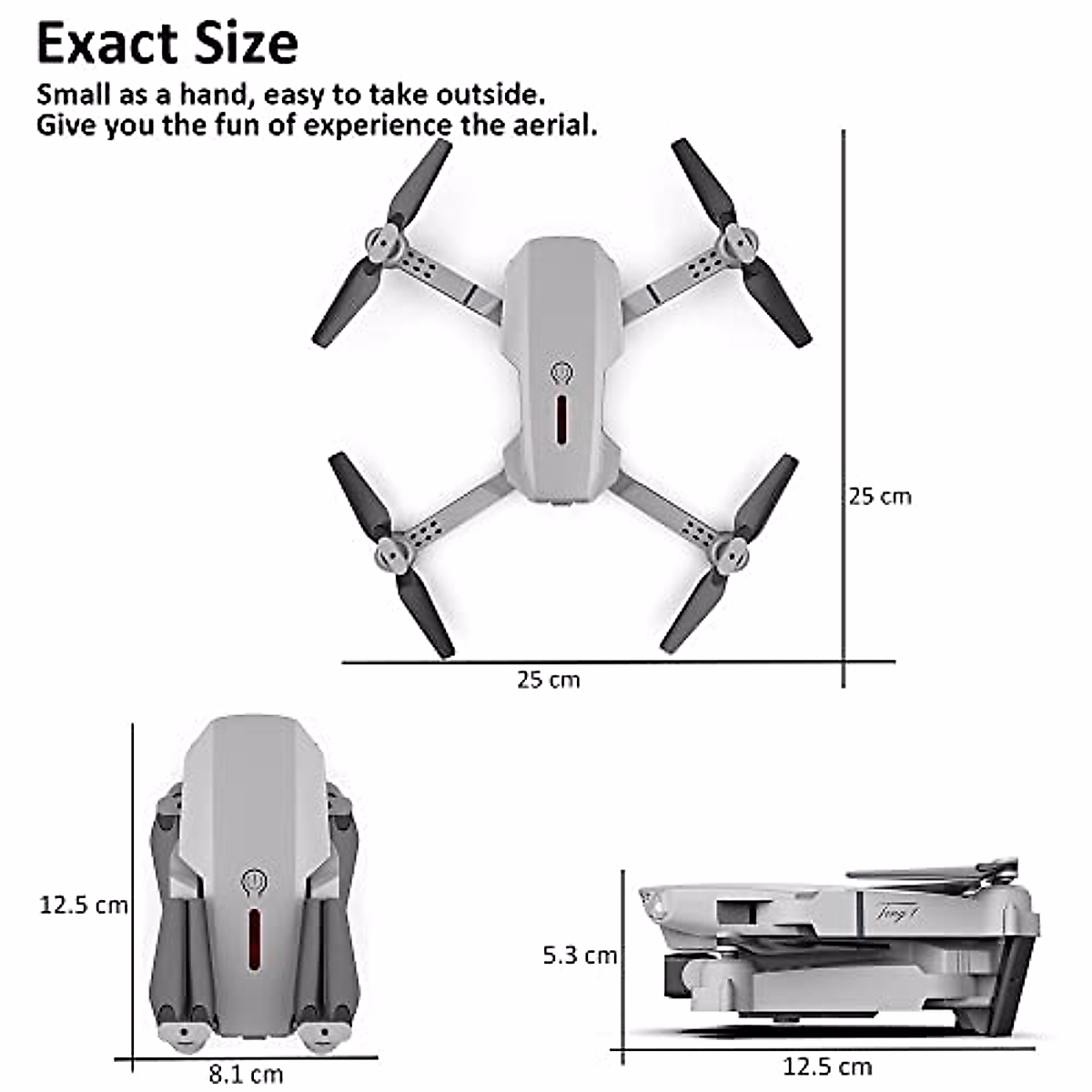 FDWYTY Drone with Camera, 1080P HD FPV Mini Foldable RC Quadcopter with Altitude Hold, Headless Mode Remote Control Aircraft Toys Gifts for Kids Adults Boys Girls Beginners - 2 Batteries, 25 Mins Flight Time, Gray