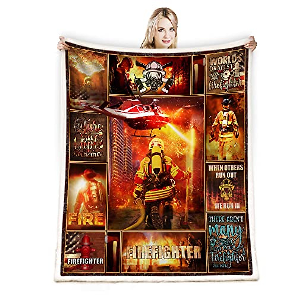 Juirnost Firefighter Gifts for Men Firefighter Blanket Firemen Throw Blanket Firefighters' Day Birthday Gift Idea Fireman Practitioner Throw Blankets Fleece Soft Cozy Luxury Gifts for Firefighters