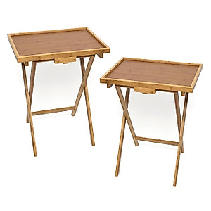 Lipper International Bamboo Lipped Snack Table, Set of Two, Bamboo
