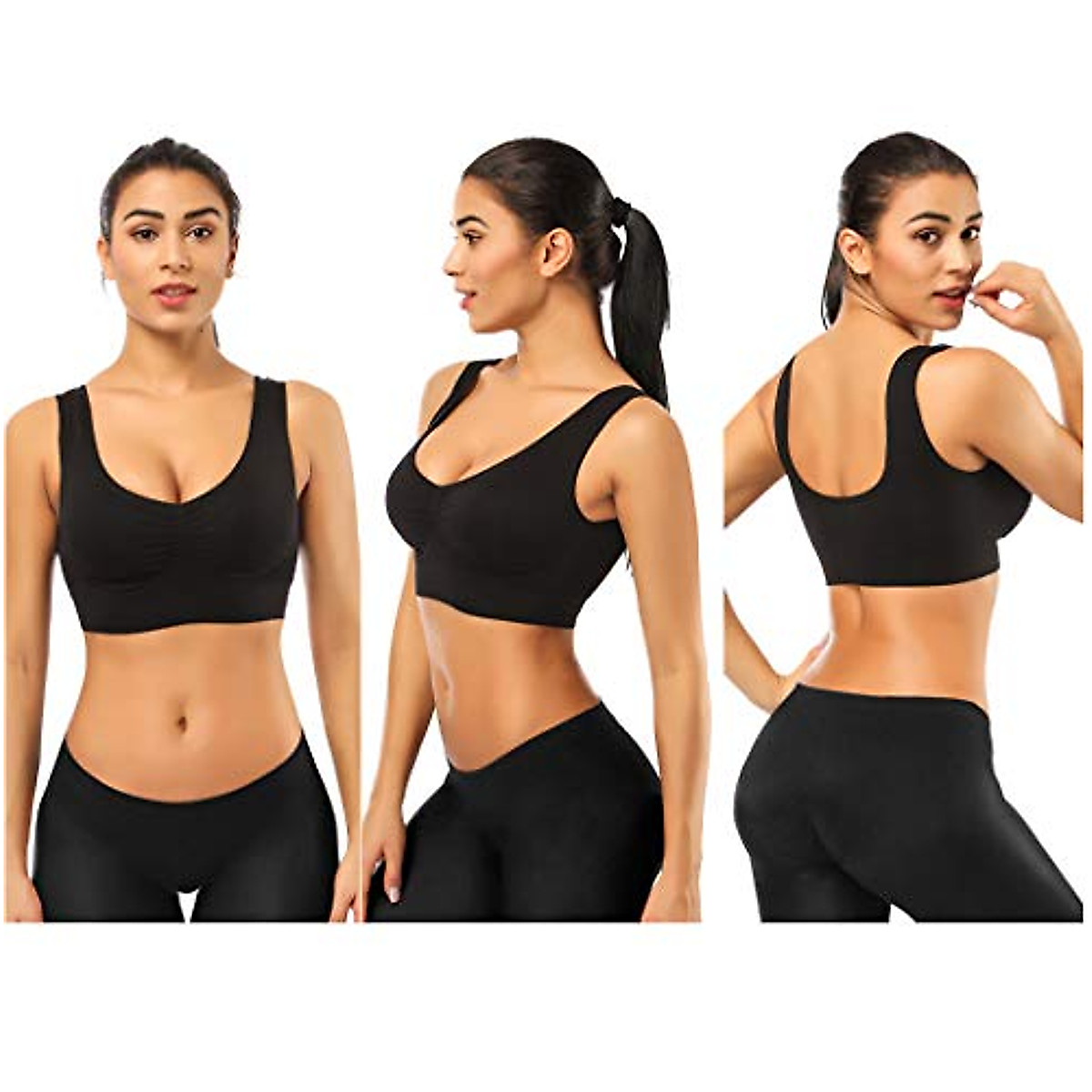 BESTENA Sports Bras for Women, 3 Pack Seamless Comfortable Yoga Bra with Removable Pads
