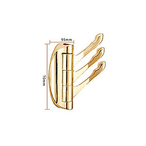 Set of 2 Solid Metal Swivel Hook Heavy Duty Folding Swing Arm Triple Coat Hook with Multi Three Foldable Arms Towel/Clothes Hanger for Bathroom Kitchen Garage Wall Mount Gold, 666
