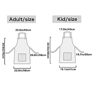 YOLOPARK Simple Parent and Child Apron, Comfortable Cotton Apron with Pocket for Painting Cooking Artist Chef, Pack of 2 (Pink)…