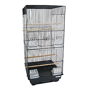 YML A6624 Bar Spacing Tall Square 4 Perches Bird Cage, 14 x 16, Black
