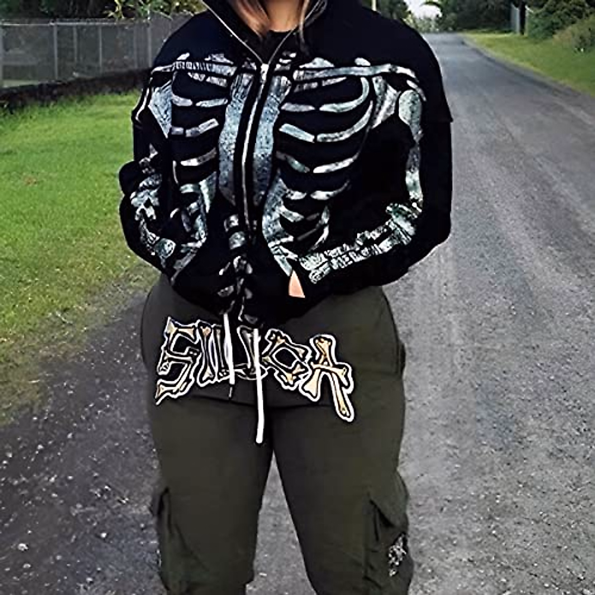 YAHUIUL Skeleton Hoodie Sp5der Hoodie Y2k Hoodie Y2k Jacket Hoodies Y2k Chrome Hearts Hoodie Skeleton Jacket Rhinestone Hoodie Full Zip Hoodie Y2k Jackets Y2k Zip up Hoodie Skeleton Rhinestone Jacket