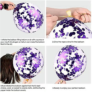 Purple Balloons Garland Arch Kit, Metallic Purple Balloons Arch 18'' 12'' 10'' 5'', Purple Confetti Balloons for Birthday Baby Shower Wedding Graduation Party Decorations for Women Girls Birthday