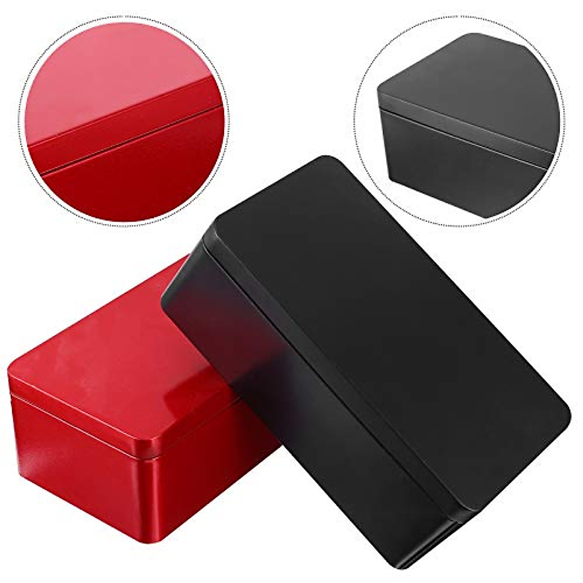 Hemoton 2pcs Metal Rectangular Empty Hinged Tins Box Containers Empty Tin Storage Container for Treats Candy Gifts Favors Red+ Black
