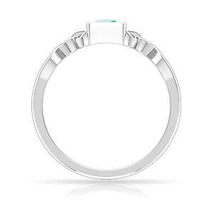 Rosec Jewels Natural Opal Promise Ring for Women, AAA Quality, Celtic Knot Ring, Certified Rainbow Opal Ring - Ready To Gift, 14K White Gold, Size:US 6.00