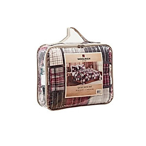 Woolrich Reversible Quilt Cabin Lifestyle Design - All Season, Breathable Coverlet Bedspread Bedding Set, Matching Shams, Oversized King/Cal King, Tulsa Plaid Red/Grey 3 Piece