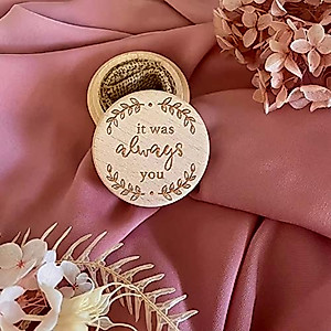 It Was Always You Engraved Rustic Vintage Wood Engagement Jewelry Storage Ring Box, Wooden Ring Holder for Girlfriend Wife fiancee Wedding Anniversary Valentines Day Gift