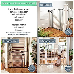 Summer Multi-Use Decorative Extra Tall Safety Pet and Baby Gate, 28.5"-48" Wide, 36" Tall, Pressure or Hardware Mounted, Install on Wall or Banister in Doorway or Stairway, Auto Close Door - Black