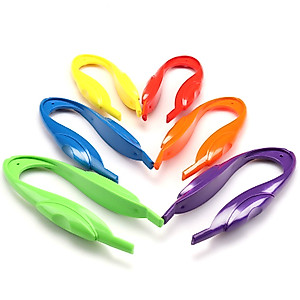 MoliMolly 6Pcs Plastic Colorful Easy Grip Tweezers, Easy Grasp Science Classroom Tools Accessories