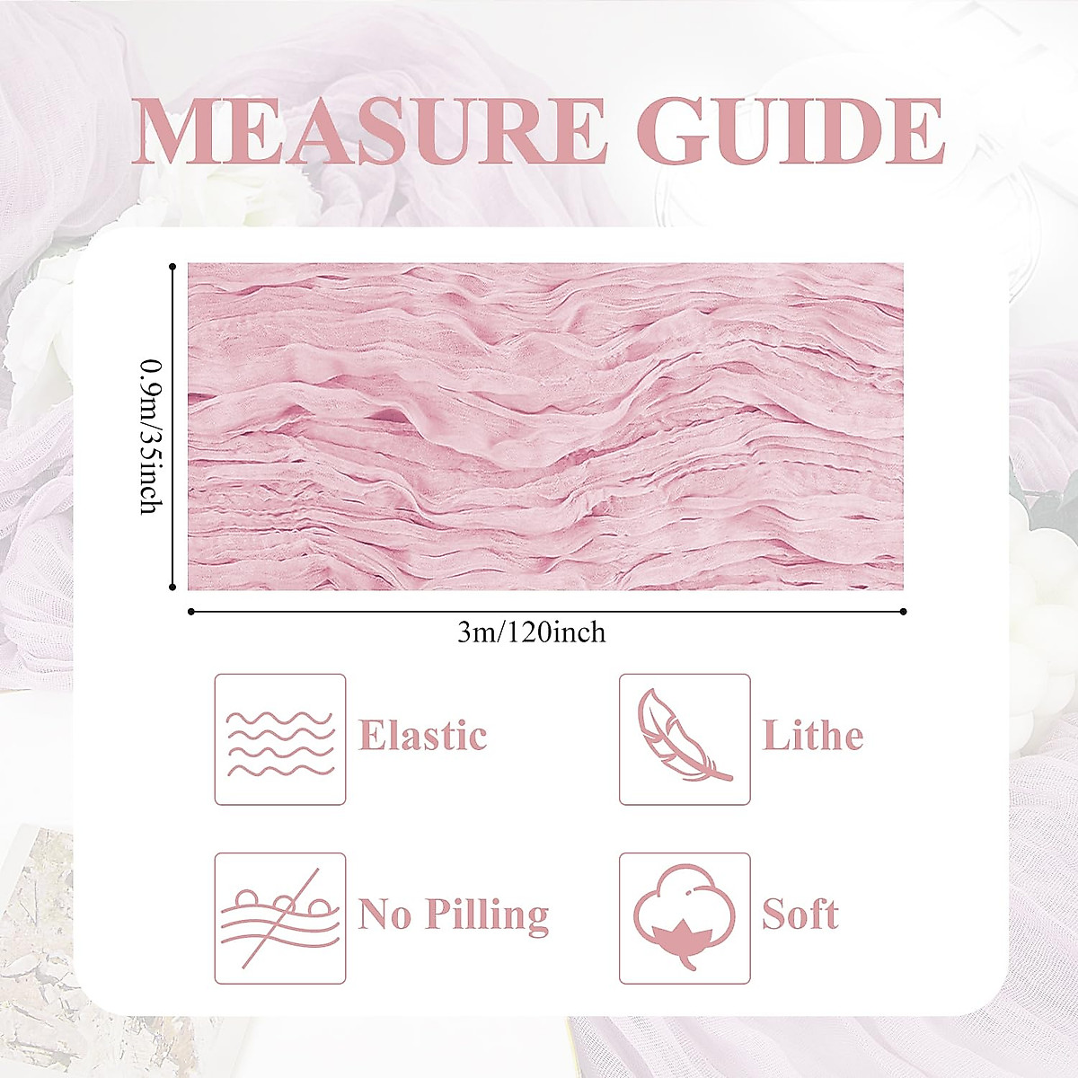 Asee'm Fall Table Runner Cheesecloth 10FT Blushing Pink Boho Gauze Fabric Rustic Sheer Cheese Cloth Runners for Wedding Bridal Shower Party Thanksgiving Decoration