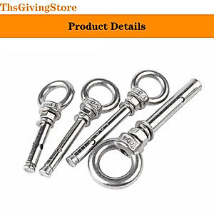5PCS Eyebolt Bolt, M6x70 Concrete Eye Expansion Bolt, 304 Stainless Steel Heavy Duty Anchor FastenerRing Screw Eyes for Ceiling Concrete Masonry