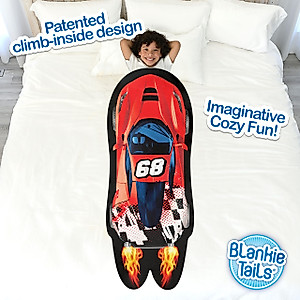 Blankie Tails - Photo Realistic Race Car Blanket - Machine Washable Wearable Car Sleeping Bag Blanket Bedding - Great for Gifts, Sleepovers Girls and Boys Pajamas or Daily Use of Kids and Toddlers