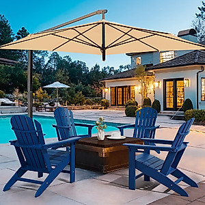 OTSUN Adirondack Chair Set of 2, Large Lawn Chair, Outdoor Chair Weather Resistance, Patio Chair for Yard, Porch, Garden, Deck, Swimming Pool, Navy Blue