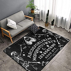 NiYoung Luxury Ultra Soft Area Rug Rectangle Throw Rug Carpet Non-Slip Floor Mats Home Decor for Sofa Living Room Bedroom Office - 60x39 Inch - Vintage Skeleton Magic Ouija Board Black