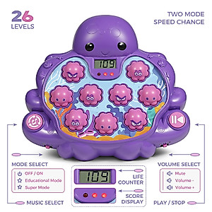 KukuFun Toys for 2 3 4 5 Year Old Boy,Toddler Toys Age 2-4, Whack A Mole Flog Octopus Game Toys with Light Sound for Kids Boys Girls, Baby Toy for Early Learning, Birthday for Toddler
