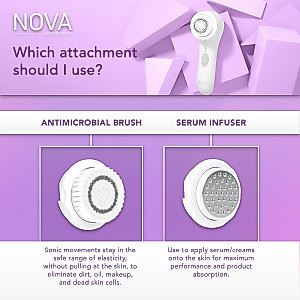 Spa Sciences - NOVA - Cleansing Brush with Bristles & Infusion System – Anti-Aging Facial Exfoliating, Waterproof, and USB Rechargeable