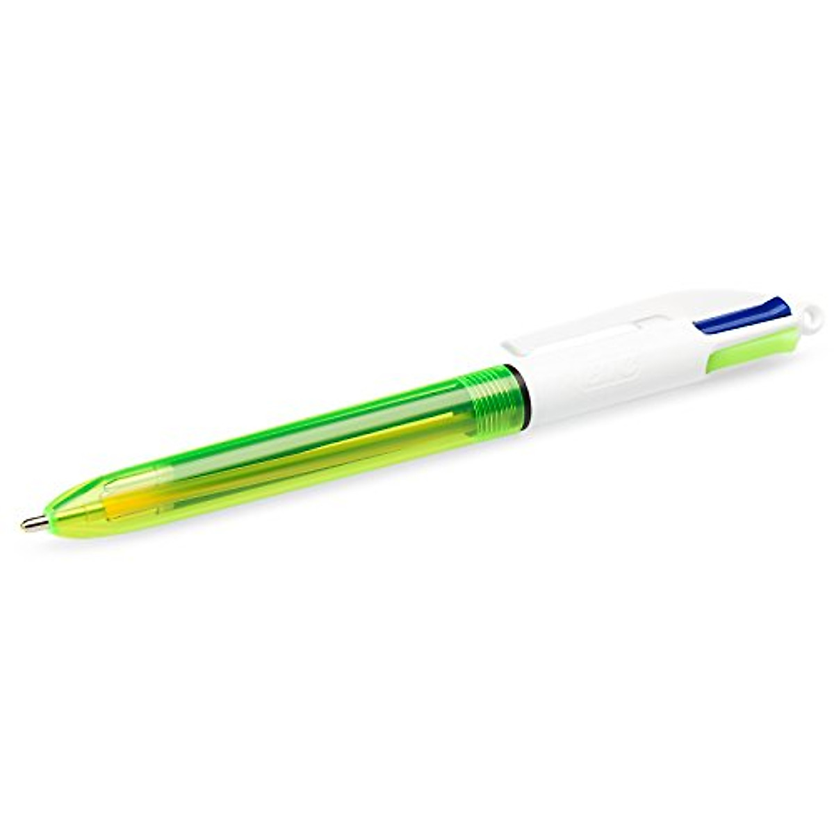 BIC 4 Colours Fluo Ballpoint Pen Black, Blue, Red and Fluorescent Yellow Ink Colours 1 Pack