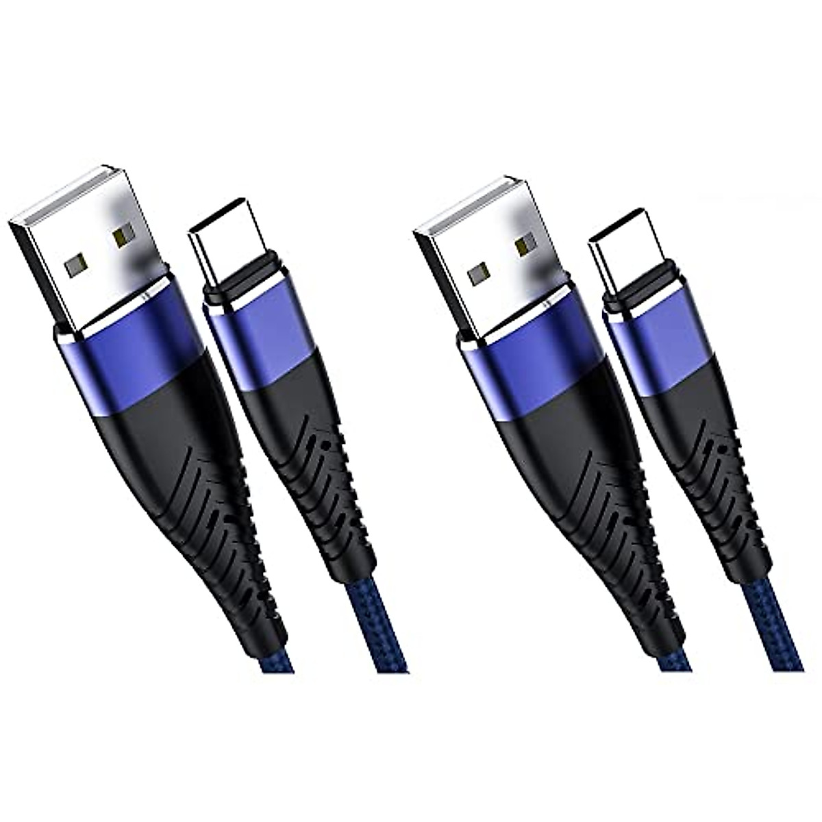 (Blue) USB c Cable(6.6ft*2pack) USB A to USB-C Charge Braided Cord Compatible with Samsung Galaxy S10 S10E S9 S8 S20 Plus,Note 10 9 8,Z Flip, and Other USB C Charger
