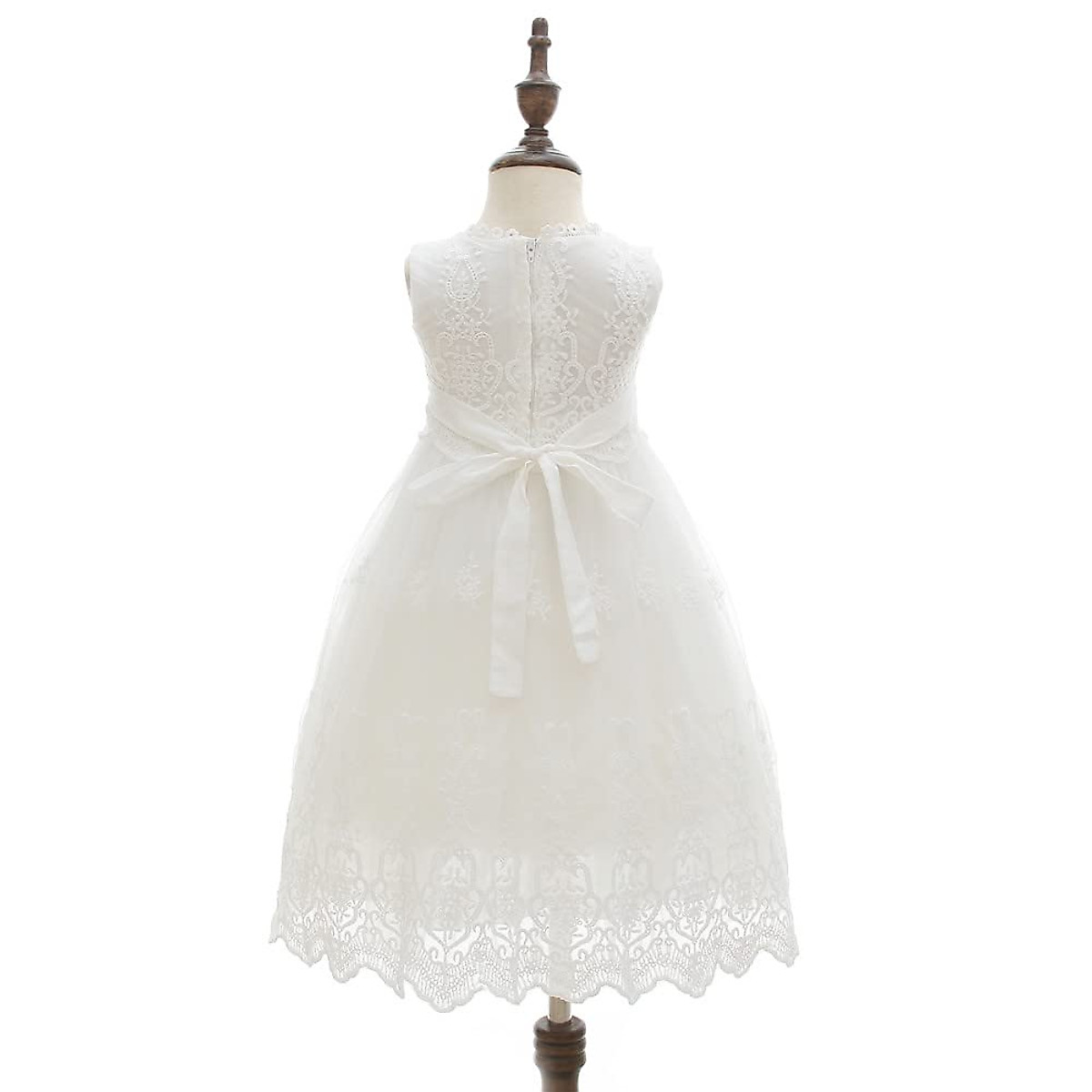 Meiqiduo Baby Girls Lace Party Dresses Infant Princess Wedding Gowns Birthday Formal Dress for Toddler