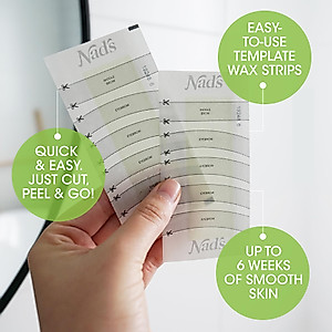 Nad's Eyebrow Wax Strips - Facial Hair Removal for Women - Eyebrow Wax Kit with 6 Eyebrow Waxing Strips + 6 Calming Oil Wipes + 2g Skin Protection Powder, 1 Count