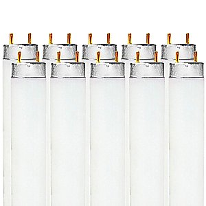 LUXRITE LR20730 (10-Pack) F32T8/841 32-Watt 4 FT T8 Fluorescent Tube Light Bulb, Cool White 4100K, 2800 Lumens, G13 Medium Bi-Pin Base
