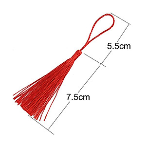 VEYLIN 100Pcs Small Craft Tassels, Handmade Mini Silky Bookmark Tassel with Loop for Jewelry Making (13cm/5.11 in)