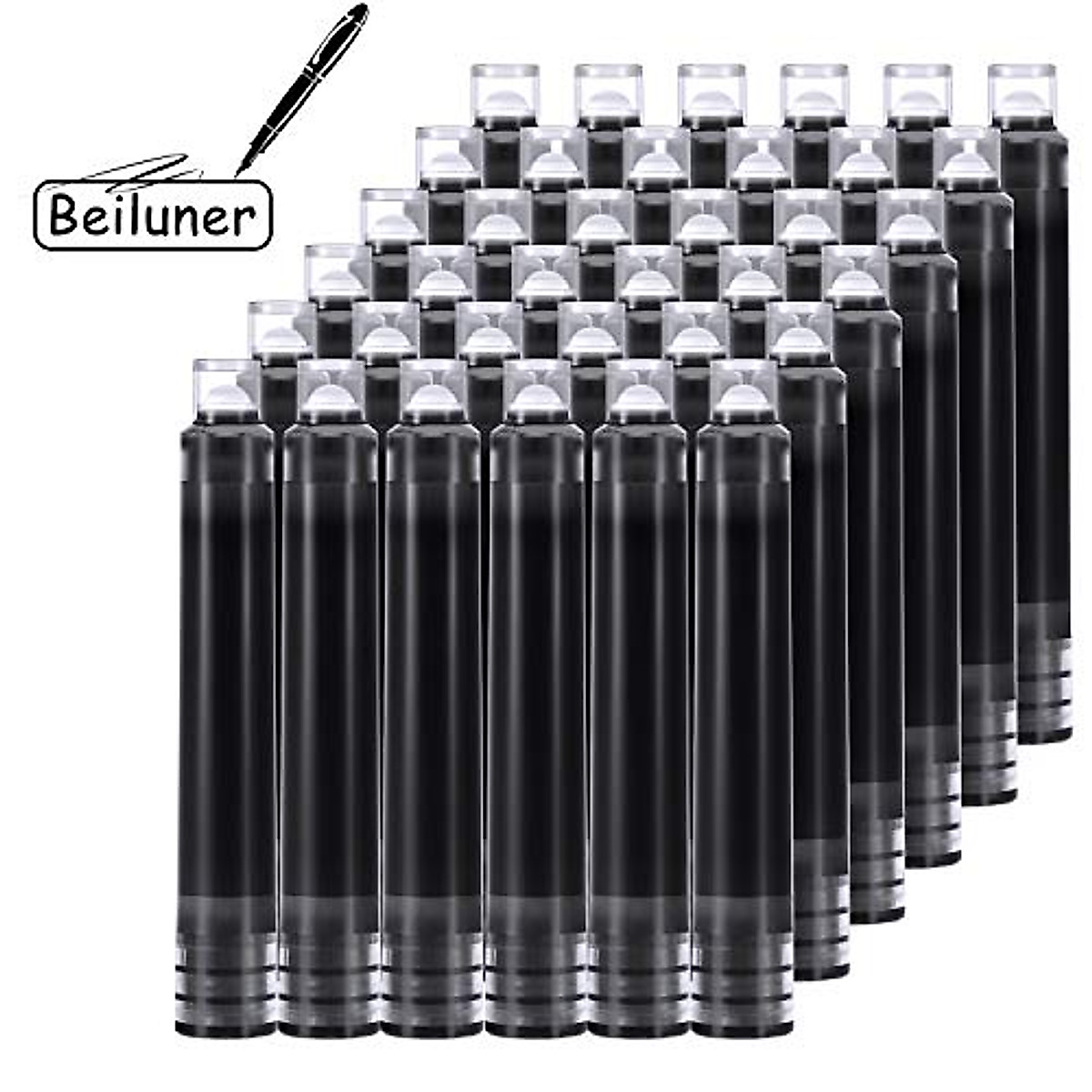 60 Pieces Fountain Pen Ink Pen Ink Cartridges Fountain Pen Refill Short Cartridges with 3.4 mm Bore Diameter for Calligraphy Pen and Fine Writing 2 x 0.28 Inch/ 5.1 x 0.7 cm (Black)