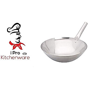 16" Single Handle Stainless Steel Chinese Wok