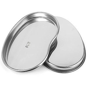 Dental Tray - Prgislew 2 Pack Kidney Trays Stainless Steel Tray Medium Emesis Basin Reusable Metal Kidney Dish for Dental Piercing Lab Instrument Kitchen Pet Bathroom Tools (2pcs)