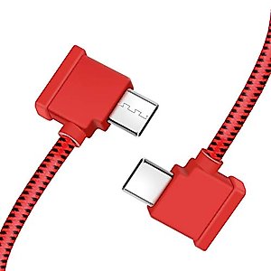 Hanatora 11.8 Inch USB C to USB C Remote Controller Cable for DJI Mavic 3,Mini 2,Air 2S,Mavic Air 2,Nylon Braided 1FT OTG Tablet Phone Extension RC Data Cord Accessories(Type-C Connector Red)