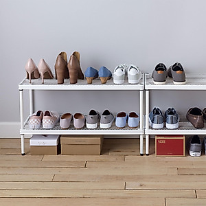 Design Ideas MeshWorks, 2-Tier Steel Shelving Rack, 440lb Capacity Per Shelf, White