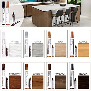 DEWEL Furniture Markers Touch Up, Upgrade Wood Furniture Repair Kit, Premium Wood Scratch Repair Markers and Wax Sticks for Wood Stains Scratches Hardwood Wooden Floor Tables, Set of 17