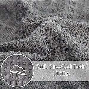 Airensky Kitchen Essentials Dish Towels 6 Piece Value Pack - Reusable Cleaning Cloths, Soft, Ultra-Absorbent, Nonstick Oil & Quick Drying - 12x12 Inches (3 Dark Gray, 3 Light Gray)