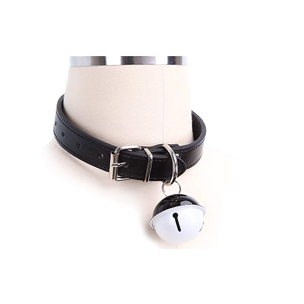 SWAGPAI Handmade Cosplay Choker Lolita Kitty Bell Collar Women Leather Bow Choker Necklace (Black)