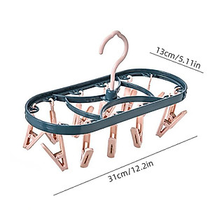 BILIKEYU Plastic Clothes Drying Rack 12 Clip Windproof Multi Functional Dormitory Home Drying Underwear Socks Drying Rack Stuff Organizer (Red, One Size)